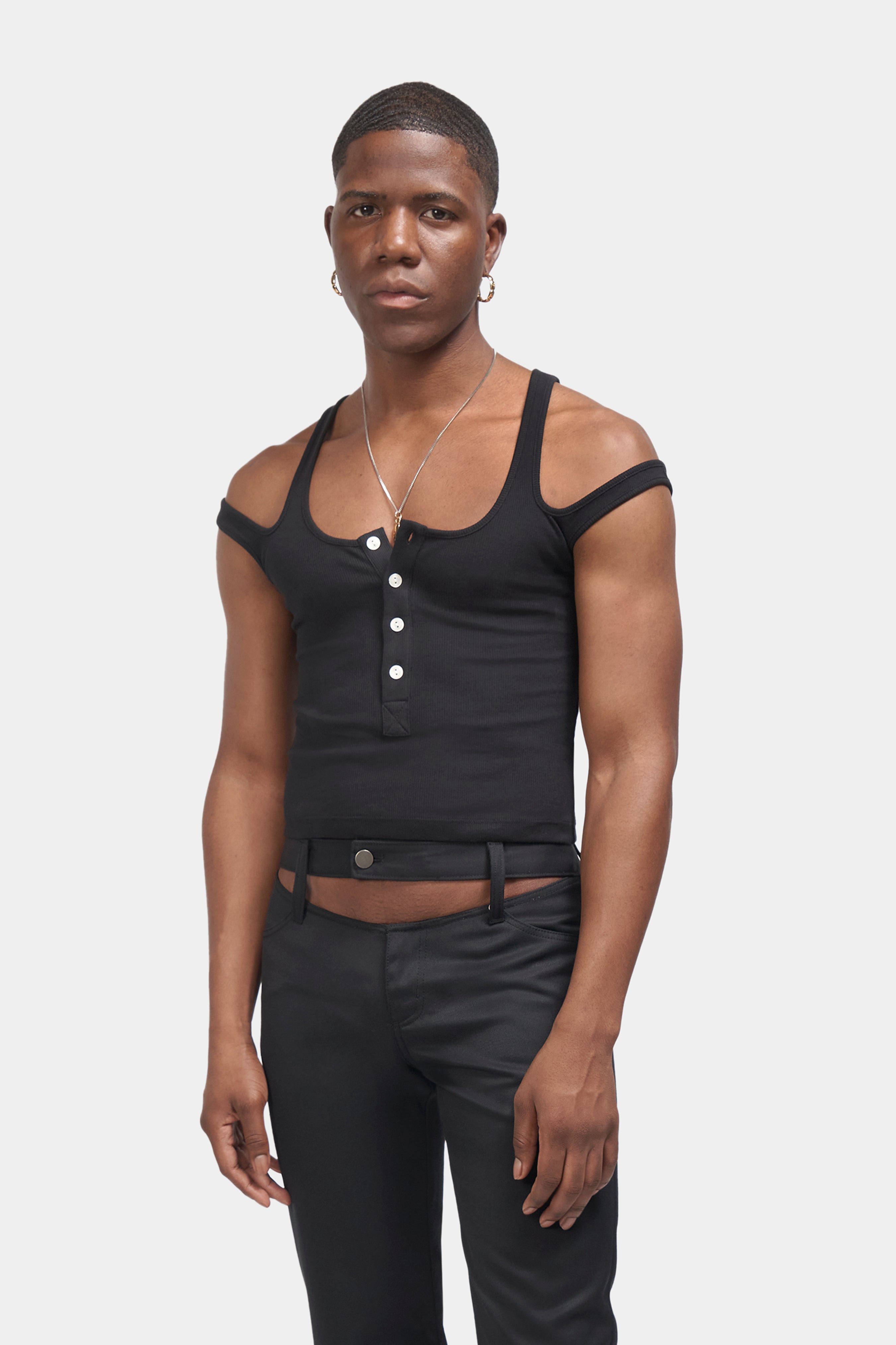 Black "2-Way" Henley Ribbed Tank – Black Owned Everything