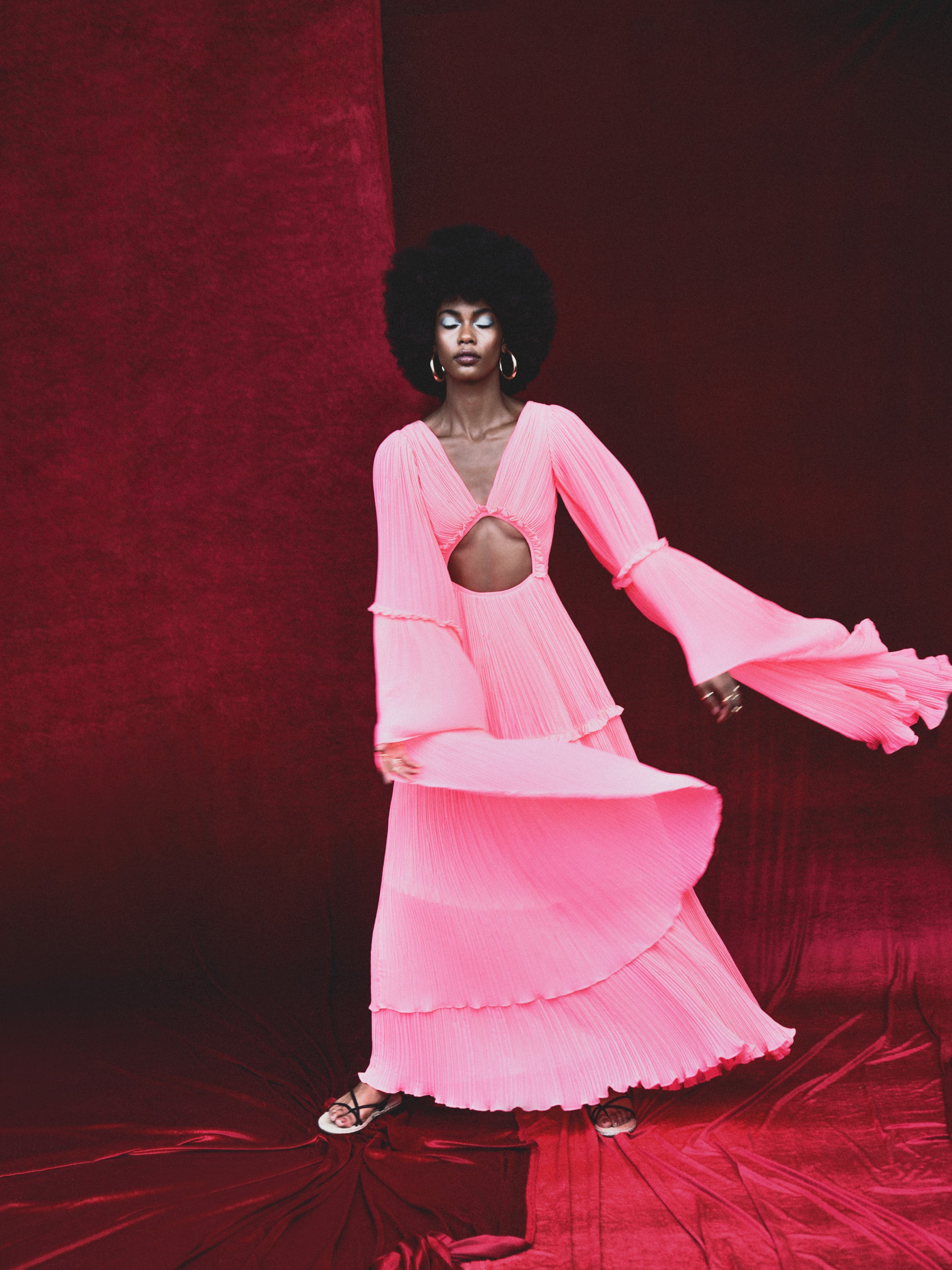 Hadi exaggerated sleeve silk chiffon dress – Black Owned Everything